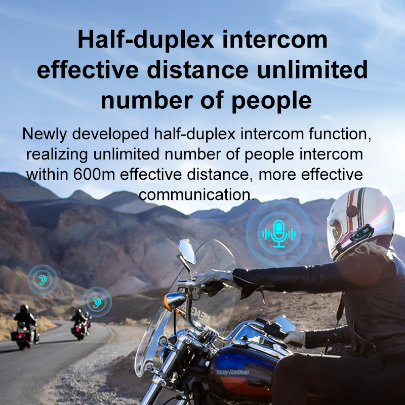 1000MAH Motorcycle Helmet Intercom Headset 600M Half Duplex Multi ...