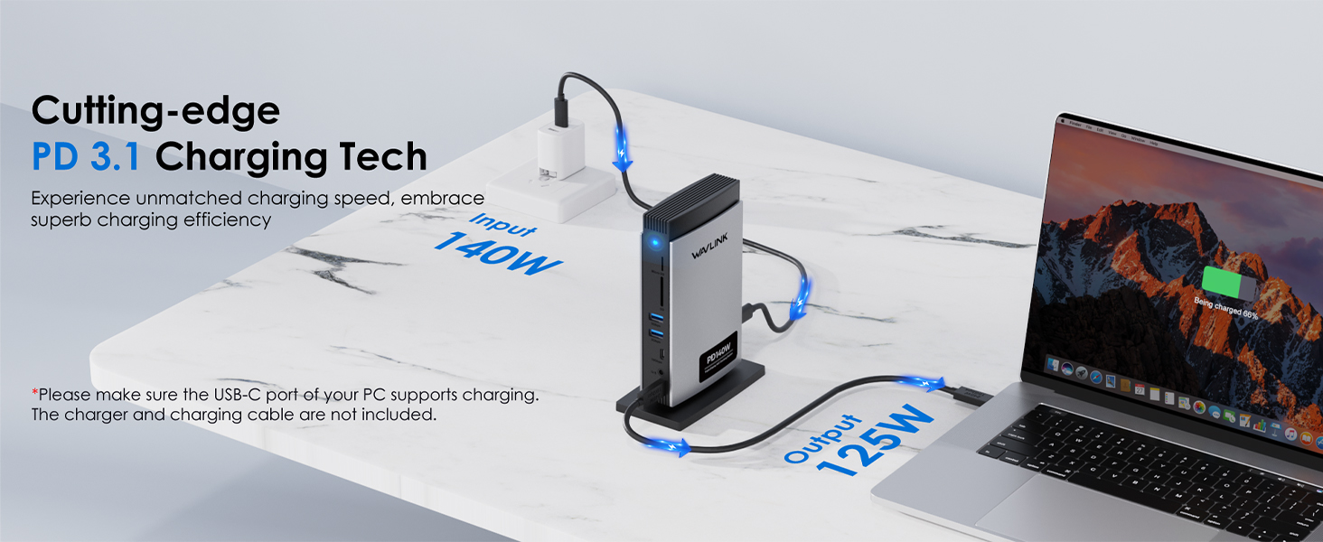 Wavlink PD3.1 Triple Display USB C Docking Station with 140W Power ...