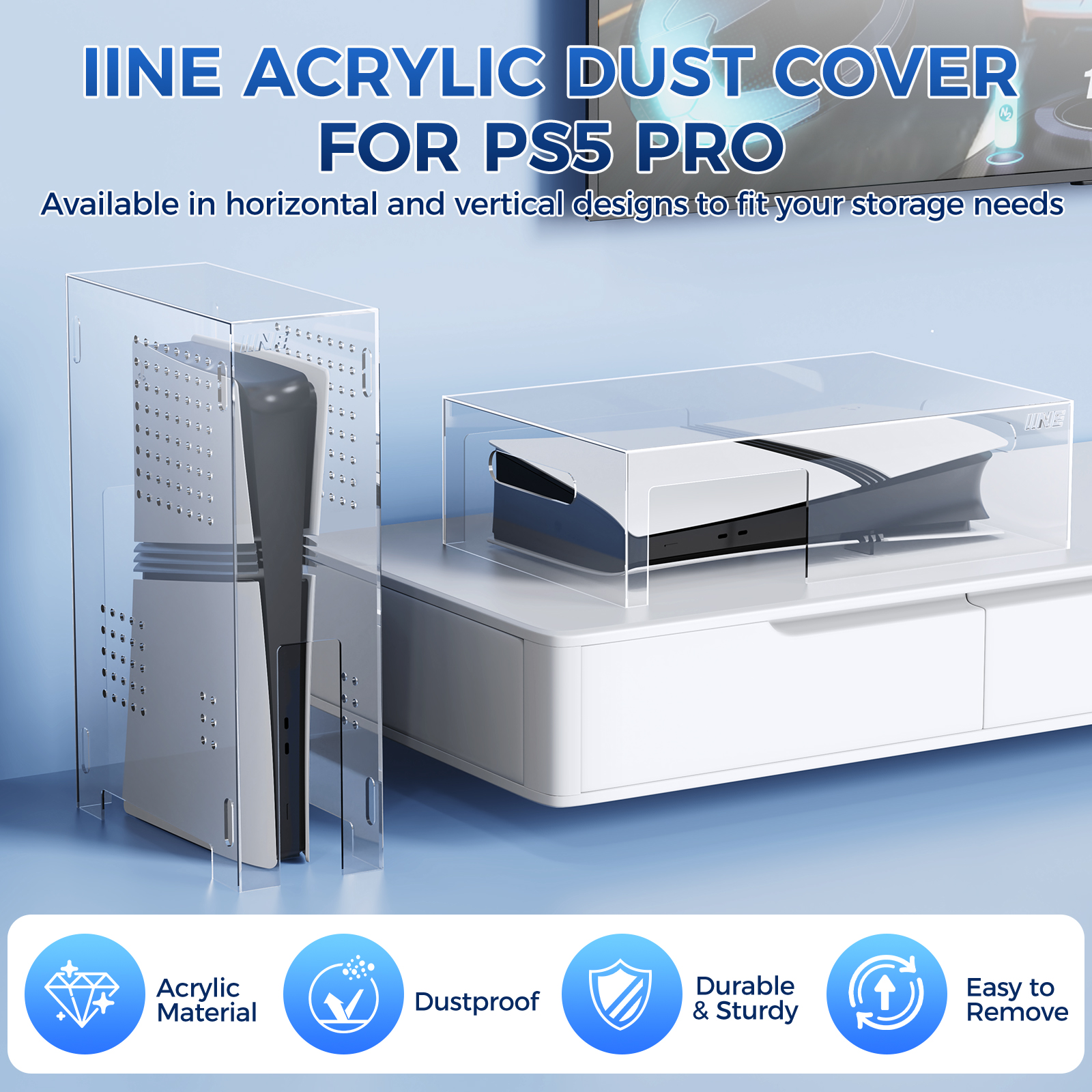 IINE Acrylic Dust Cover for PS5 Pro / Acrylic Material & Dustproof ...