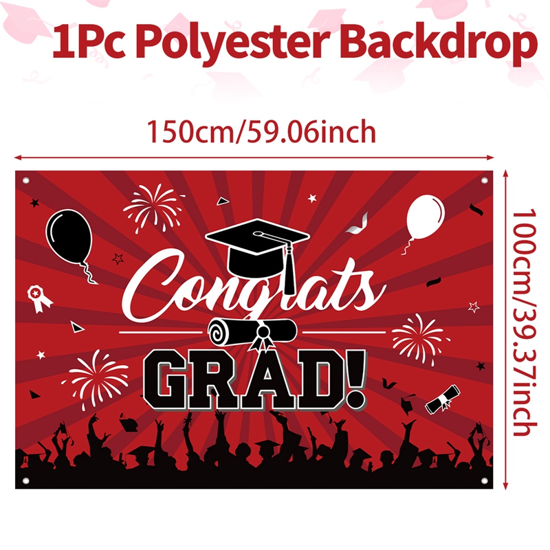 150*100cm Firework Pattern Happy Graduation Banner Black Gold Congrats ...