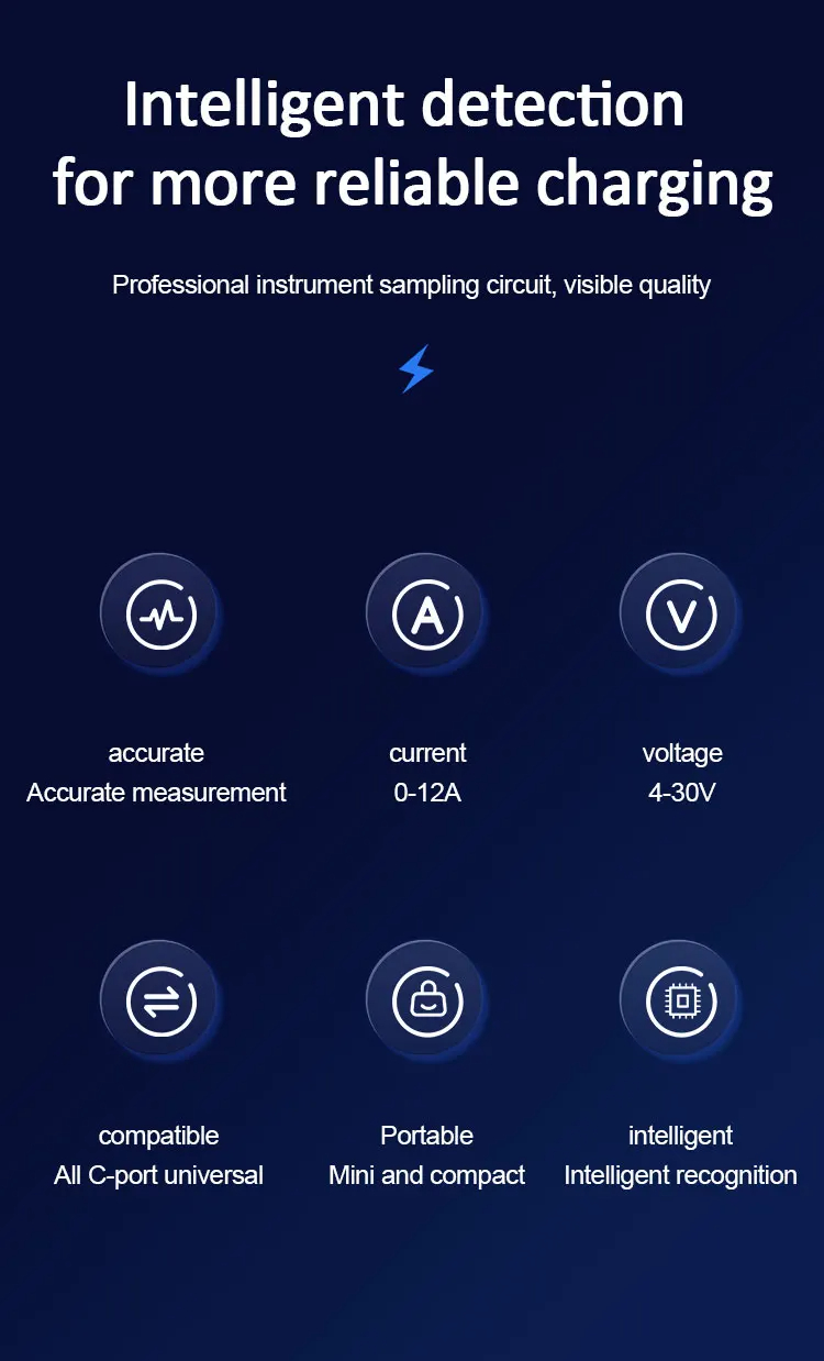Type-C/USB Current and Voltage Monitor Multi-function Digital Display ...
