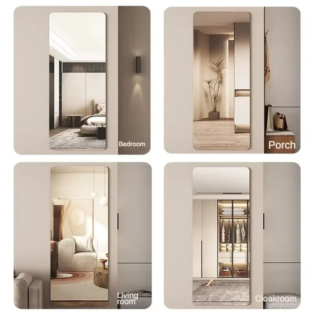 Full Body Mirror Wall Sticker Free Splicing Mirror Cermin Lekat Dinding ...