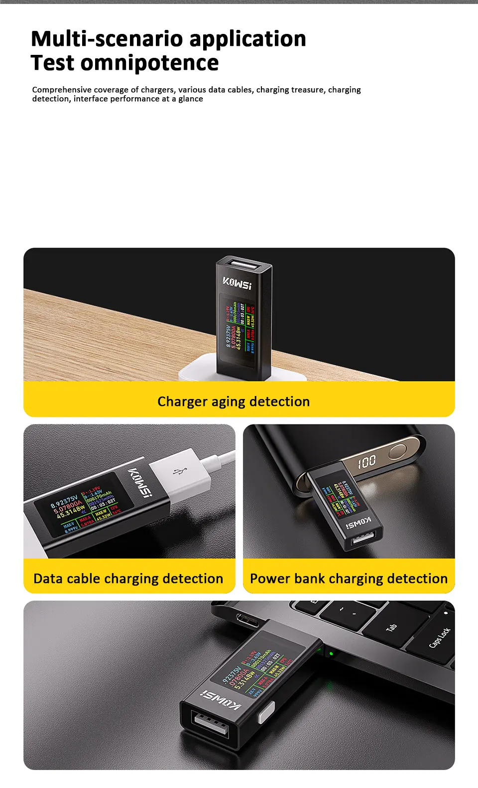 Type-C/USB Current and Voltage Monitor Multi-function Digital Display ...