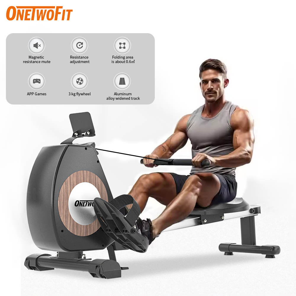 OneTwoFit Rowing Machines 8-level Adjustable Resistance Leg Exercise ...