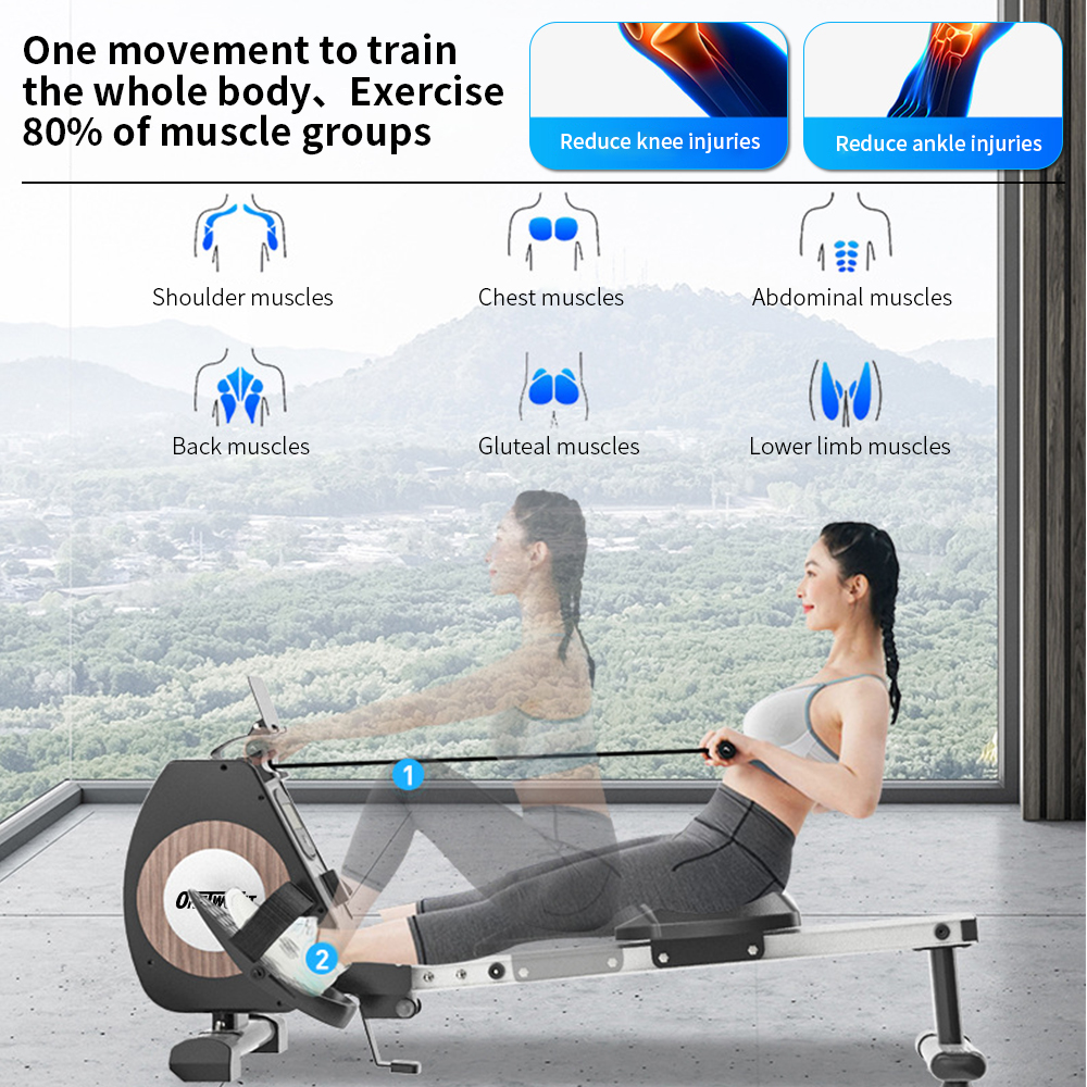 OneTwoFit Rowing Machines 8-level Adjustable Resistance Leg Exercise ...