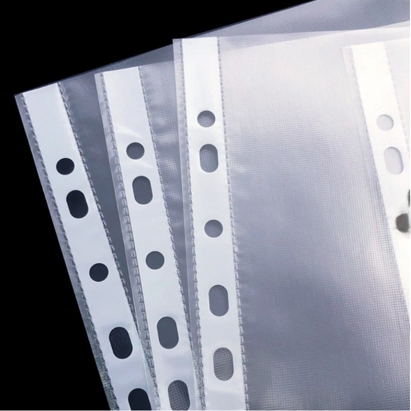 100Pcs Transparent A4 document bag with 11 holes, binder pocket, page ...