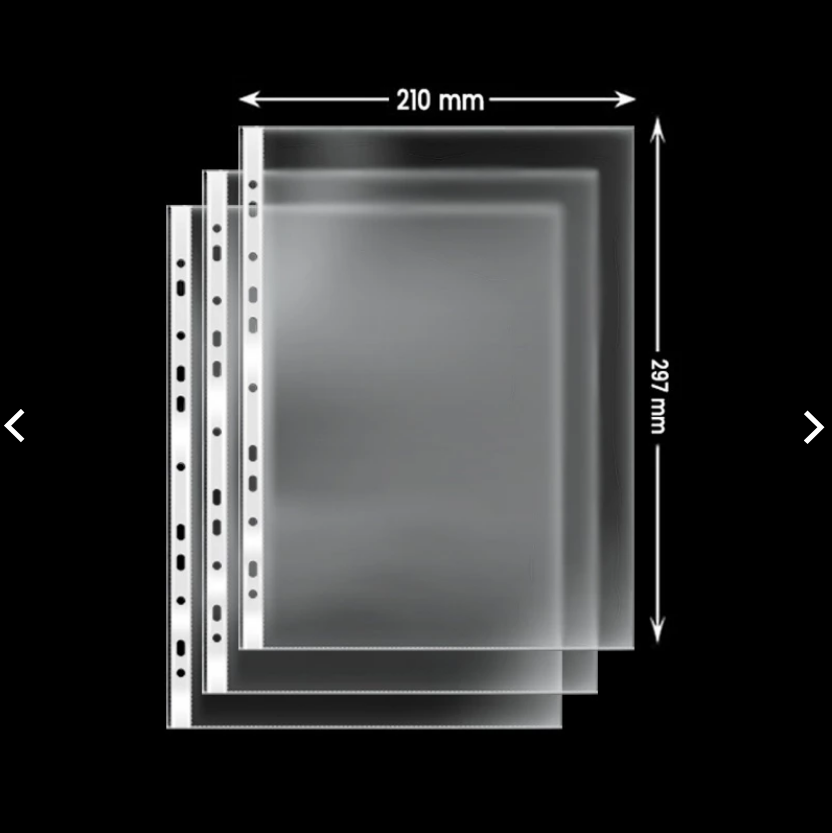 100Pcs Transparent A4 document bag with 11 holes, binder pocket, page ...