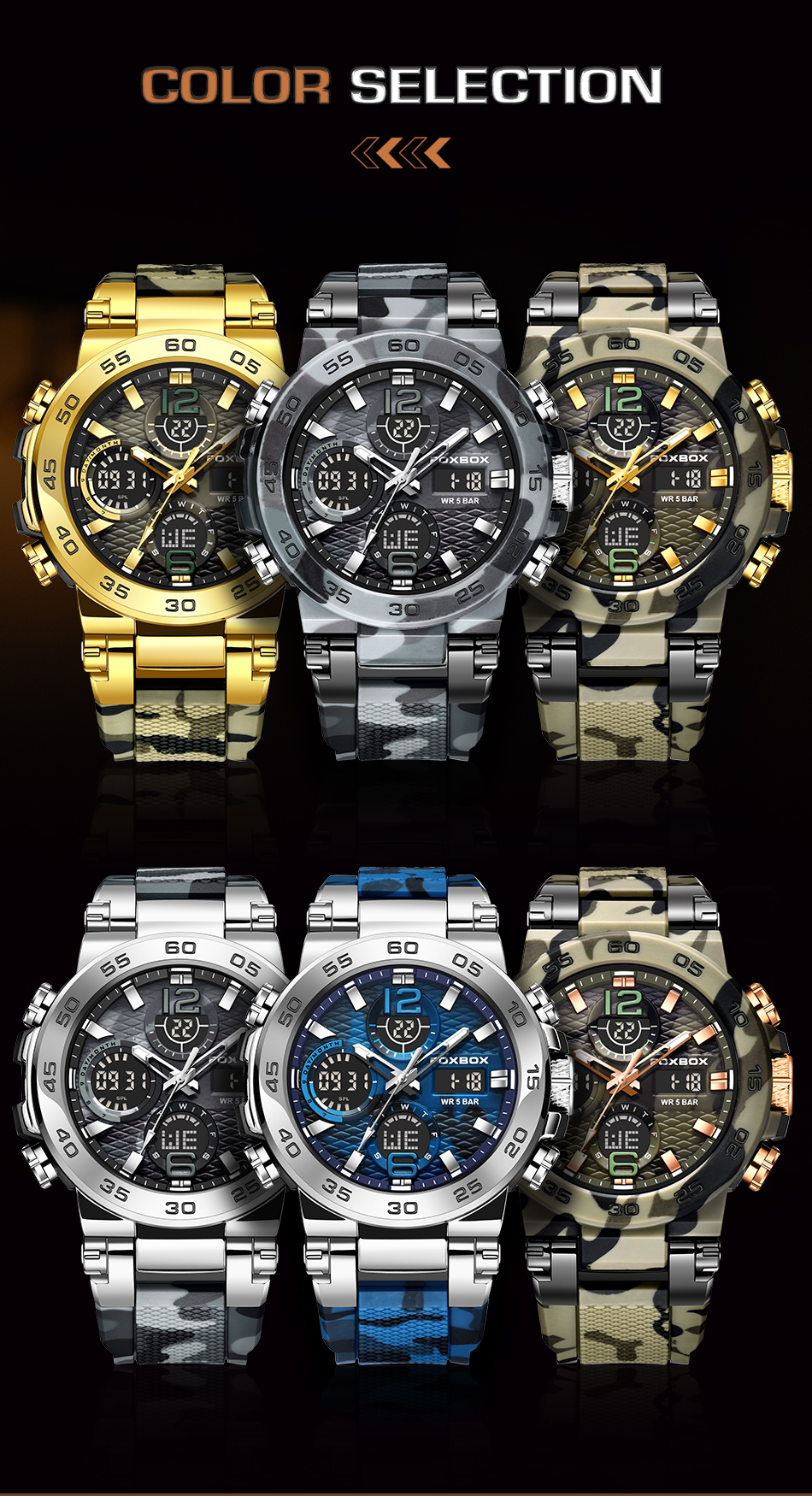 FOXBOX Digital Sport Watch For Men Outdoors Sport Swimming Waterproof ...