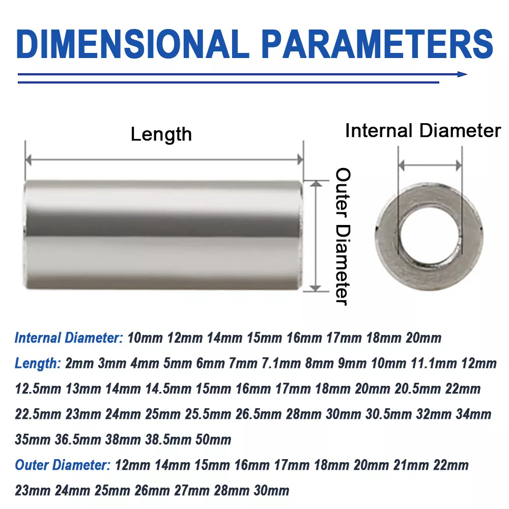 M18 M20 Shaft Bushing No Thread Bush Stainless Steel Inner Guide Sleeve ...