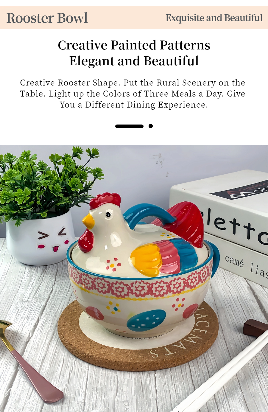 Ceramic hen bowl with lid ramen bowl noodles bowl Ceramic bowl cutlery ...
