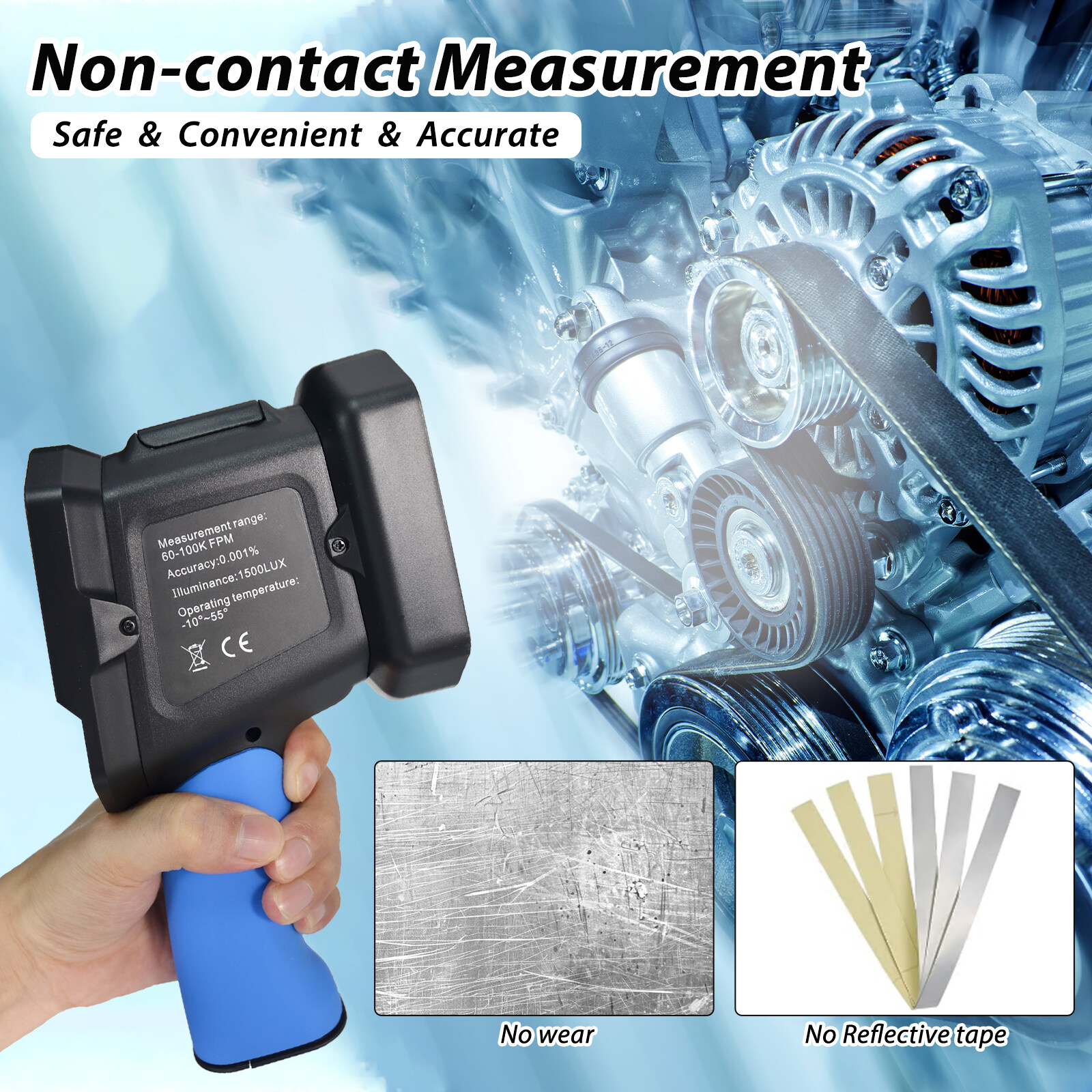 Digital Handheld Stroboscope HP-8000B, LED Flash Strobe Tachometer ...