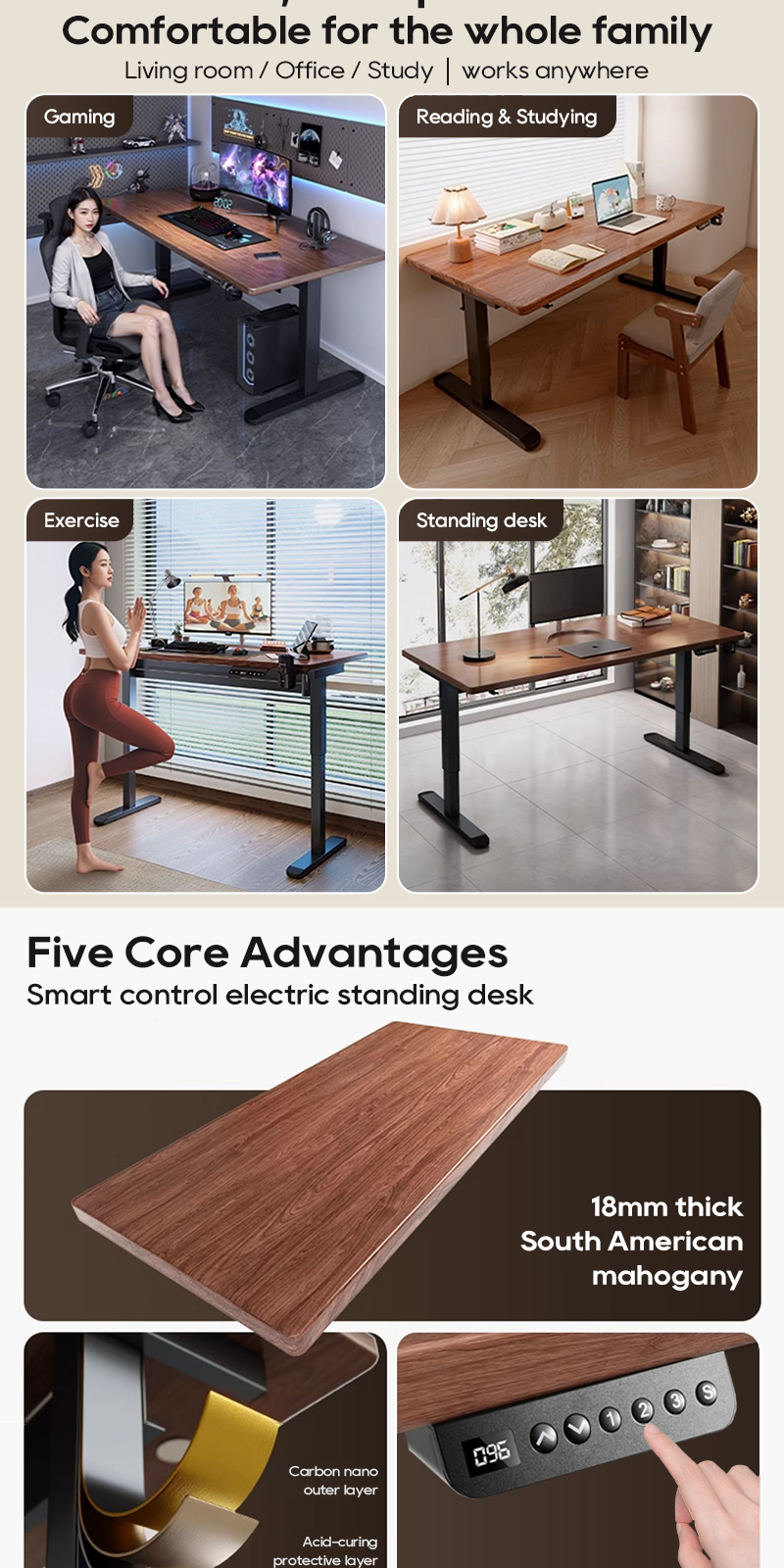 YISONG Smart Electric Study Office Computer Gaming Adjustable Table ...