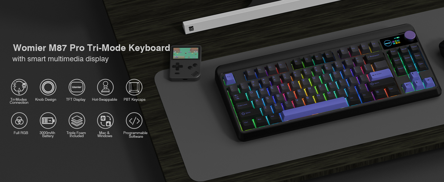 Womier M87pro TKL Wireless Gasket Mechanical Keyboard Triple Mode ...