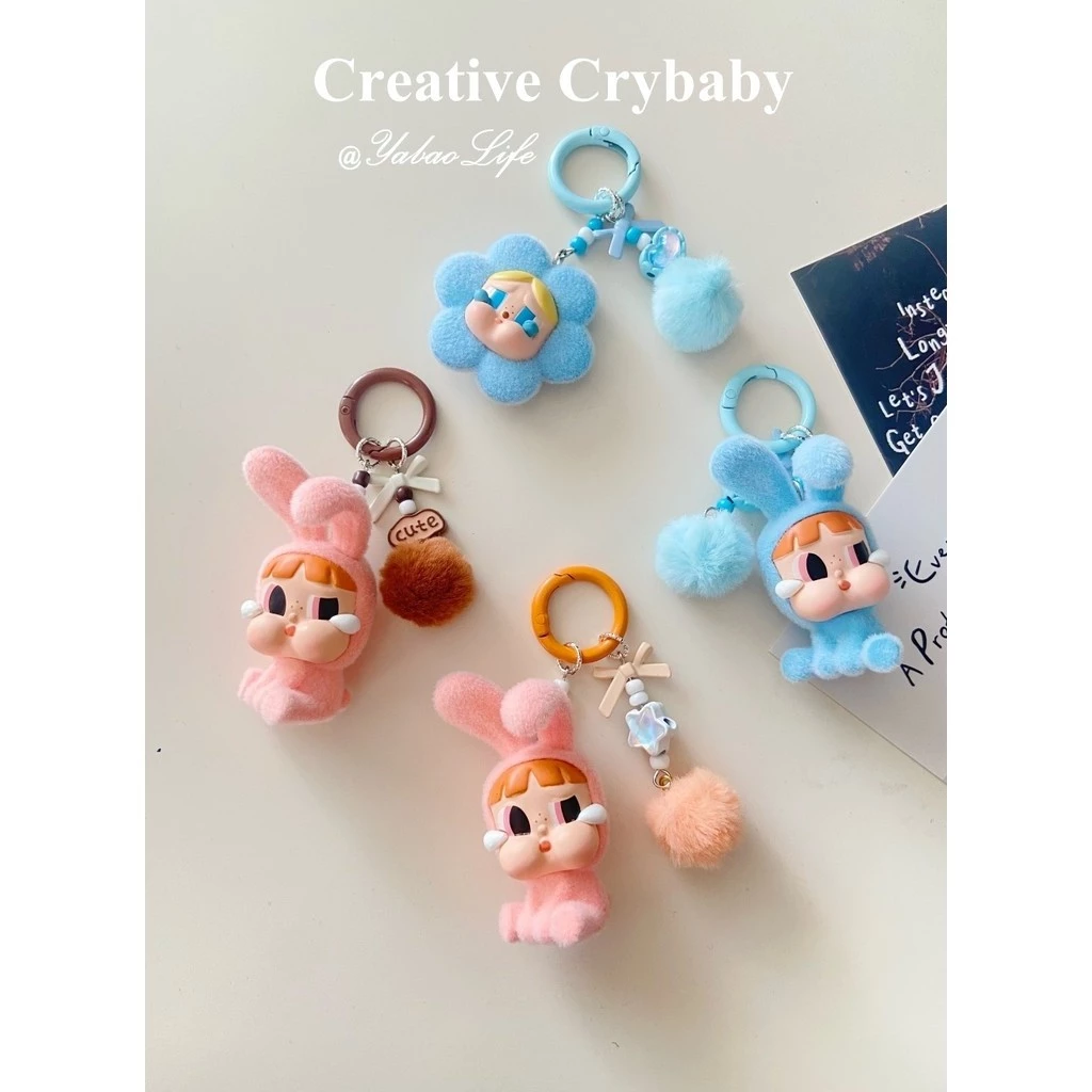 POPMART Crybaby phone strap Creative bag Charm keychain Mini Plush cry ...
