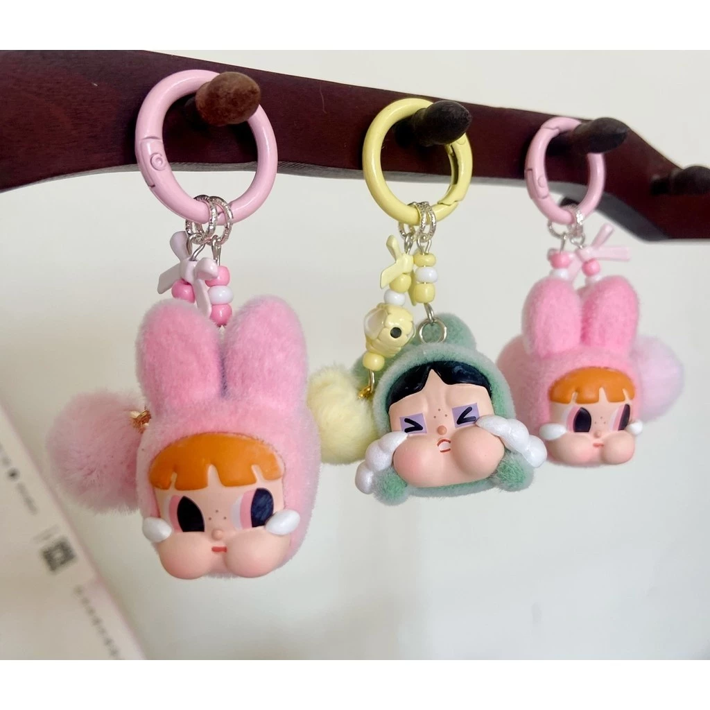 POPMART Crybaby phone strap Creative bag Charm keychain Mini Plush cry ...