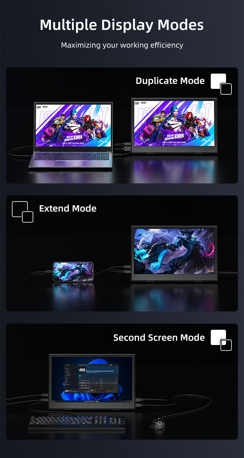 Byone11.6 inch Ultra-thin Portable Monitor Full HD Screen Gaming ...