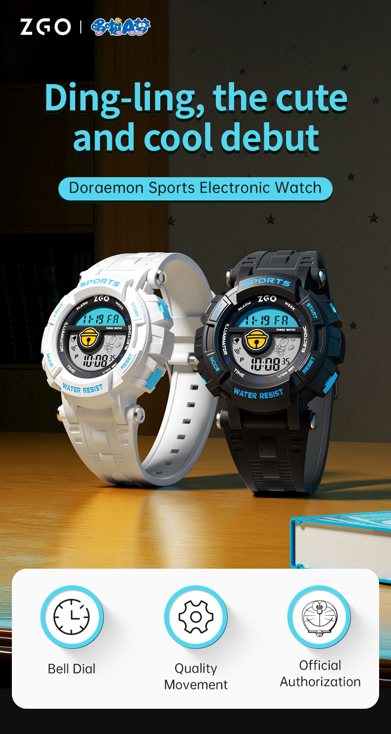 ZGO x Doraemon Watch Student Boys Girls Exams Leisure Sport Trendy ...