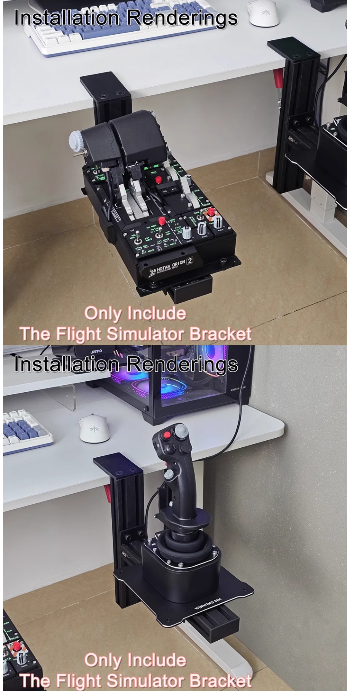 Flight Simulator Joystick Throttle Desktop Bracket Suitable for Logitech x56 Tumaster TCA ...
