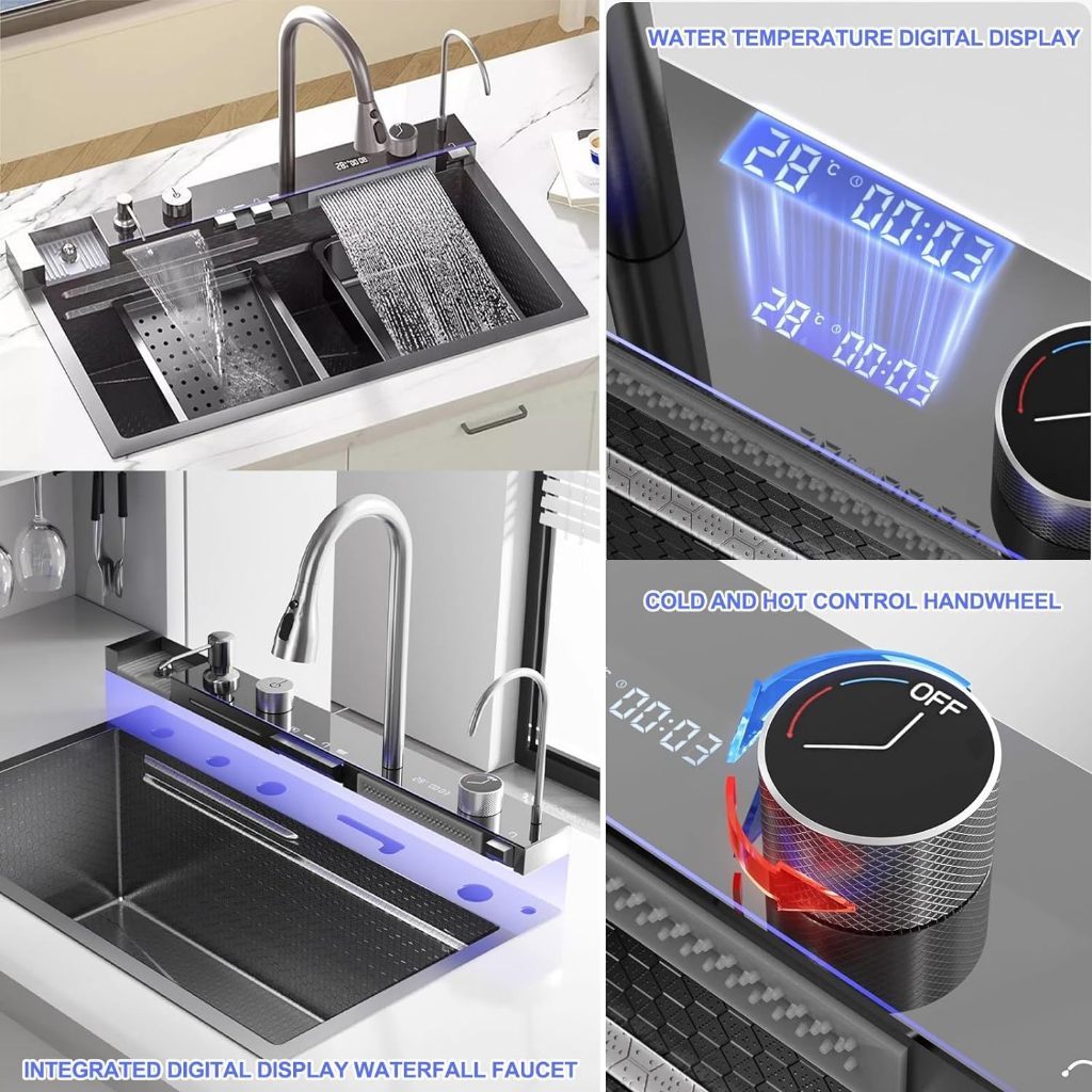 LED water temperature display/Double Waterfall /single waterfall 304 ...
