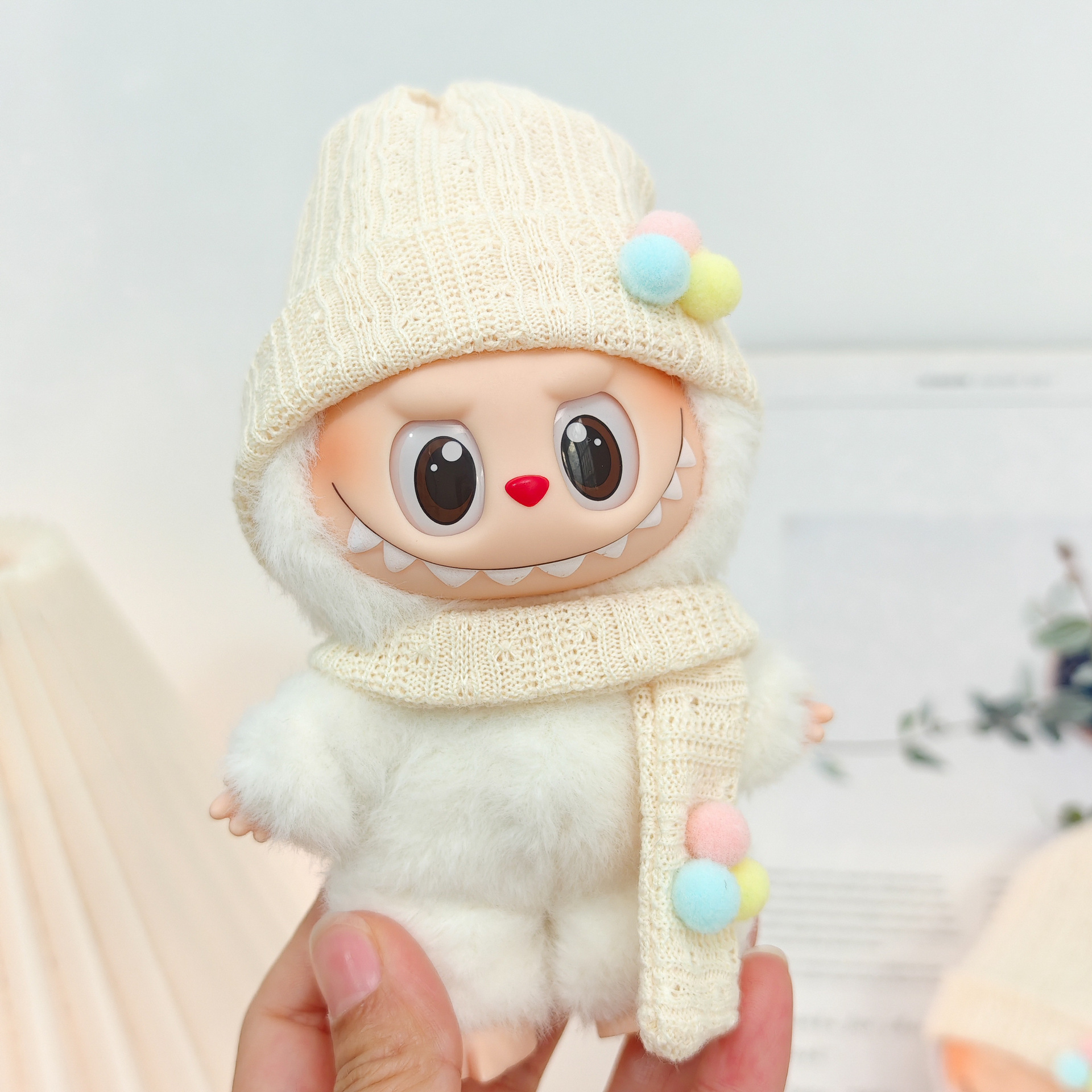 Labubu Sitting Clothes Party Shawl Scarf Hat Set, Suitable for Labubu ...