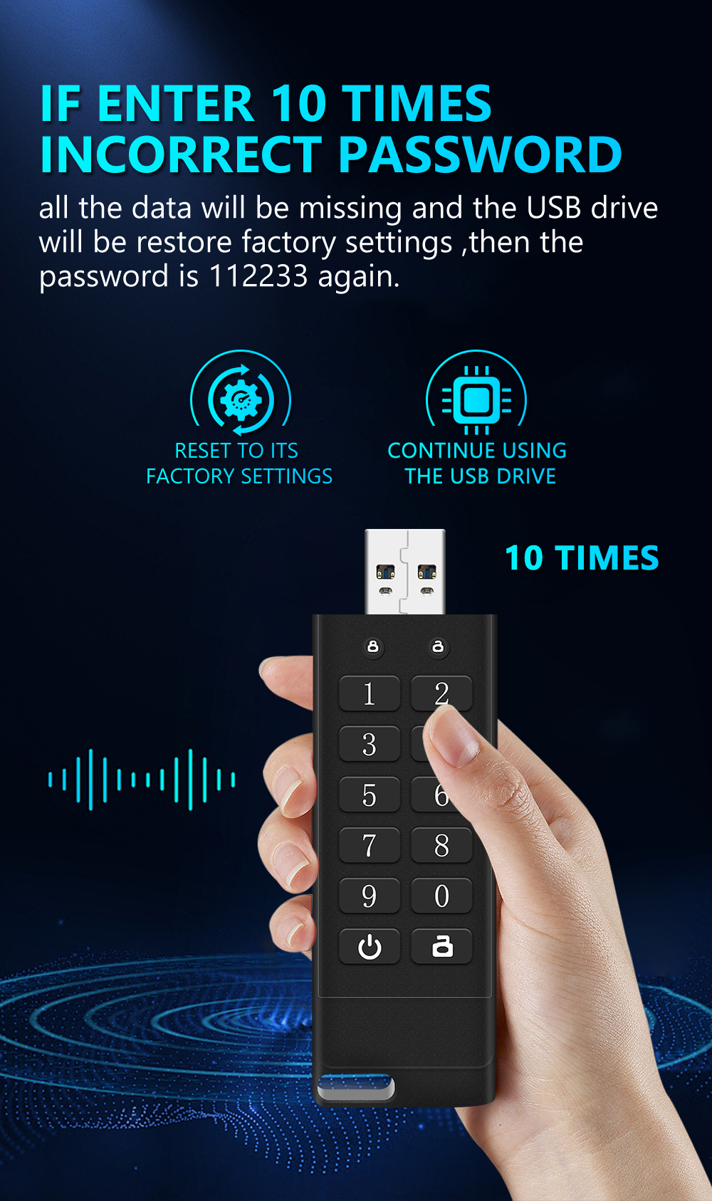 Secure USB Drive , 256GB Encrypted Flash Hardware Password , With ...