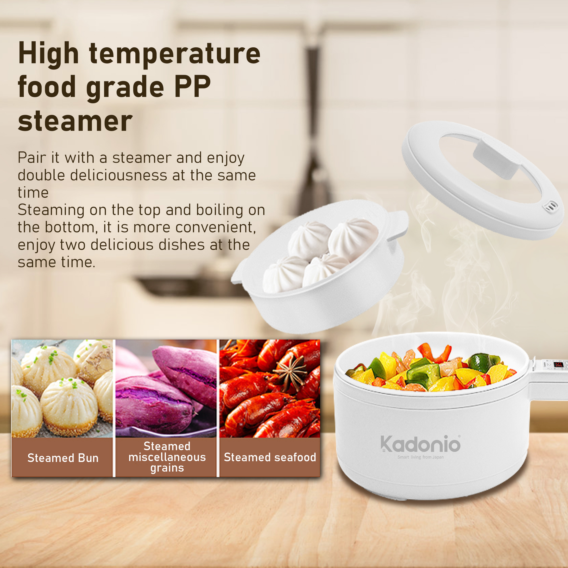 【FREE GIFT】KADONIO 電煮鍋 Multifunction Electric Smart Cooking Pot Multi Cooker with Steamer Rice ...