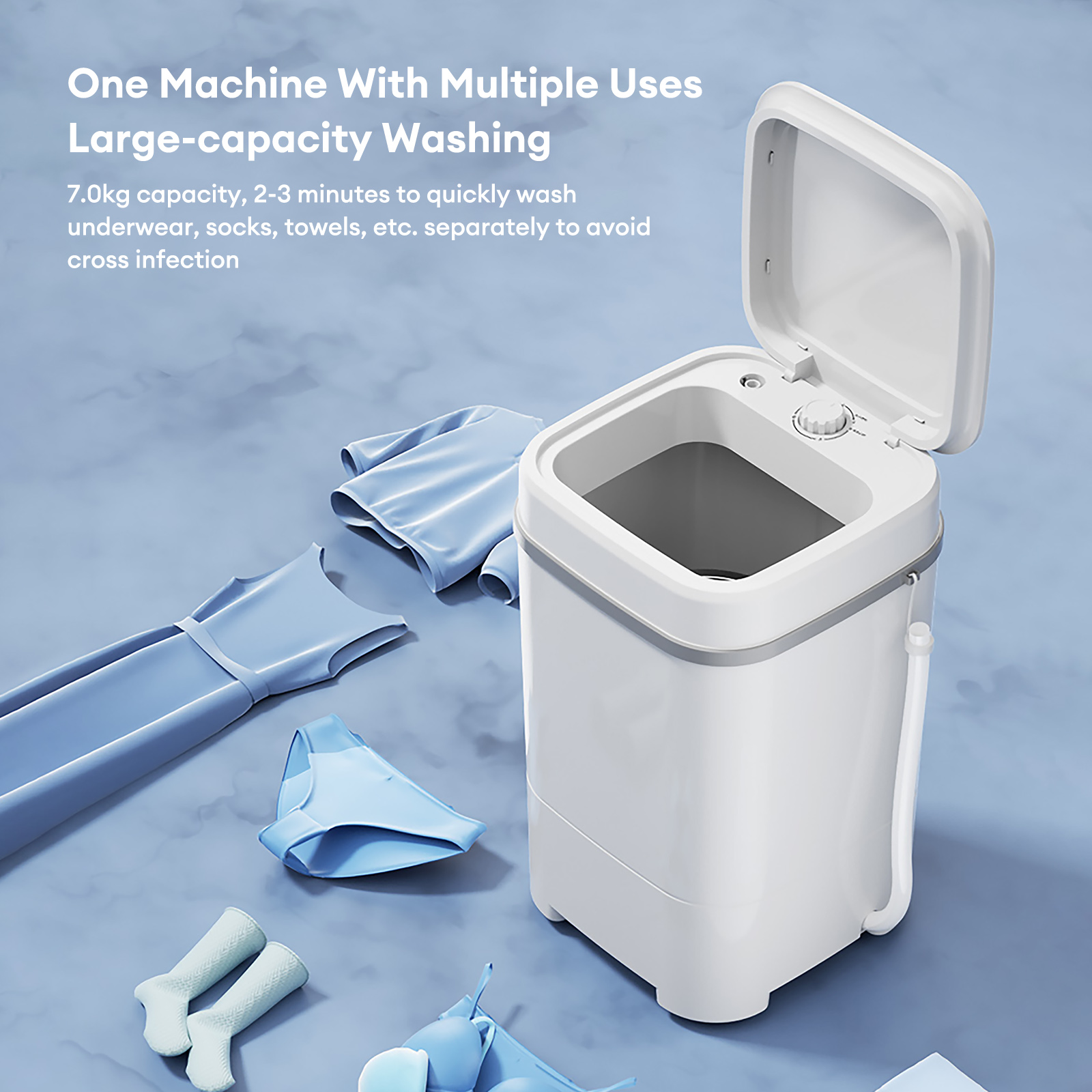 HODEKT 7KG Mesin Basuh Large Capacity, Family Mini Washing Machine ...