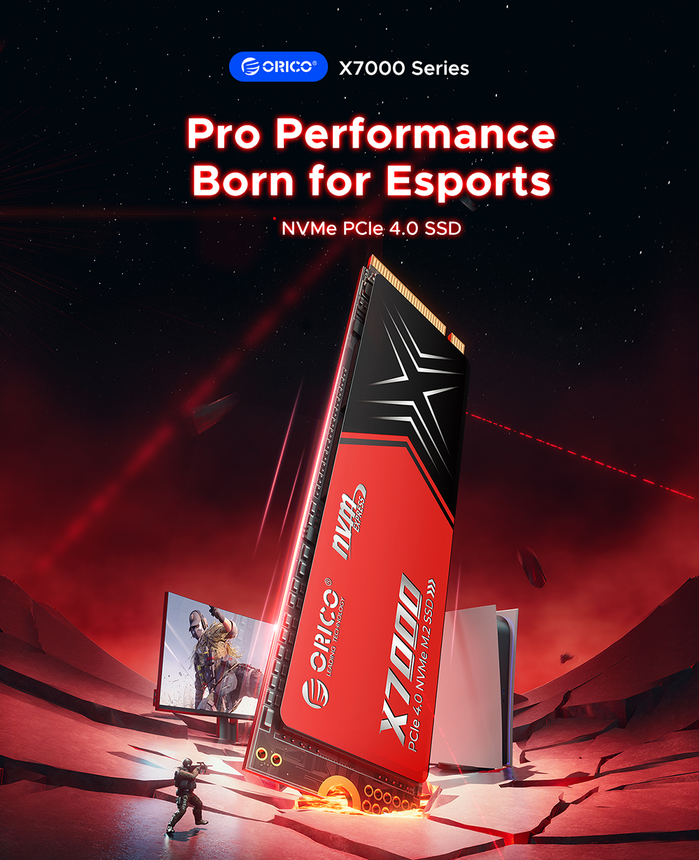 ORICO X7000 NVMe SSD 1TB PCIe 4.0 M.2 2280 NVMe Internal Gaming SSD for PS5 Laptop(ORICO-X7000 ...