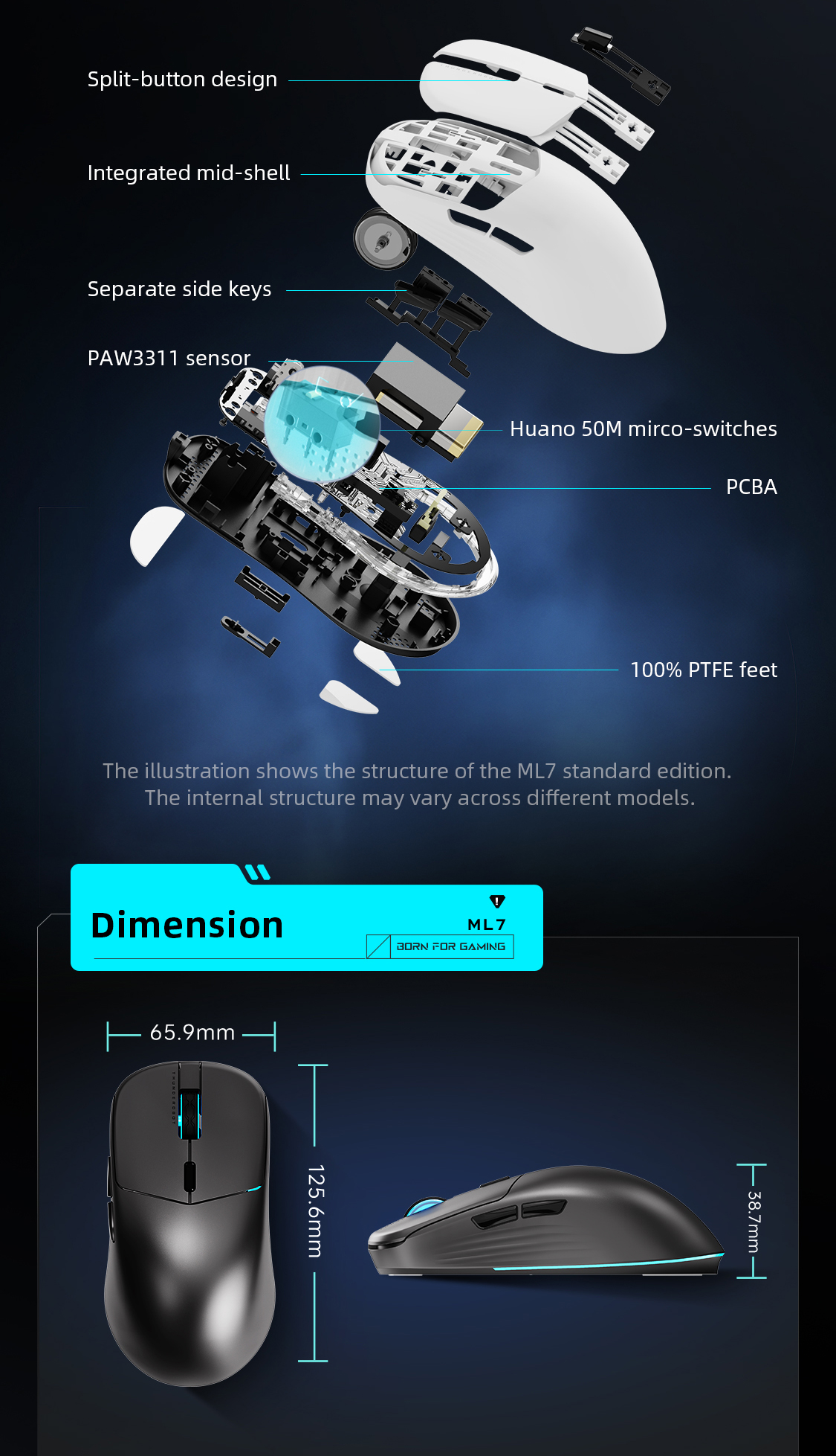 Thunderobot ML7 Gaming Mouse With Charging Dock Long Battery Life Tri ...