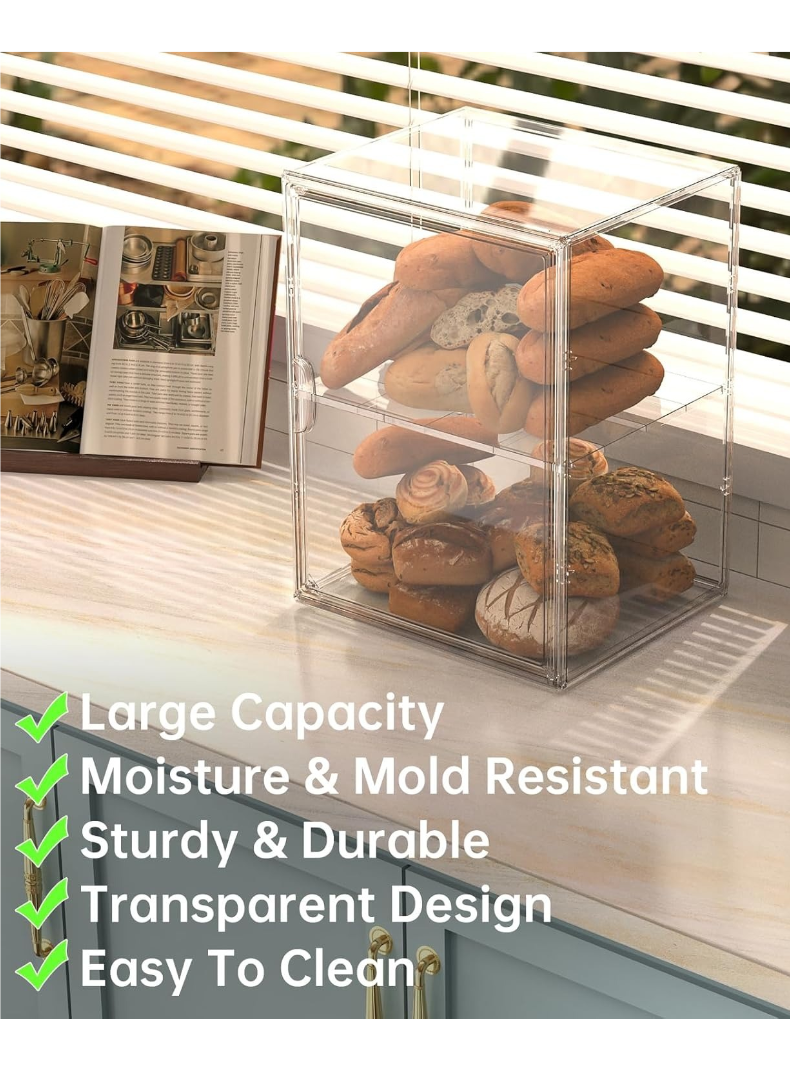 Bread Box Acrylic Display Cake Case Stackable Storage Organizer DIY ...