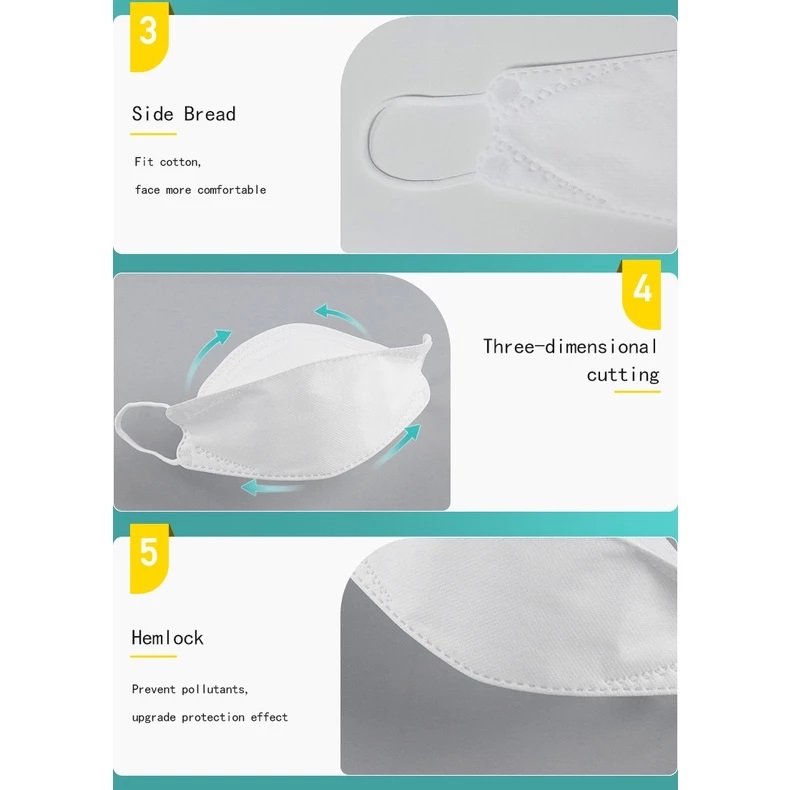 CAREION 50PCS/100PCS KF94 Mask Korean Protective Adult Earloop Facemask ...
