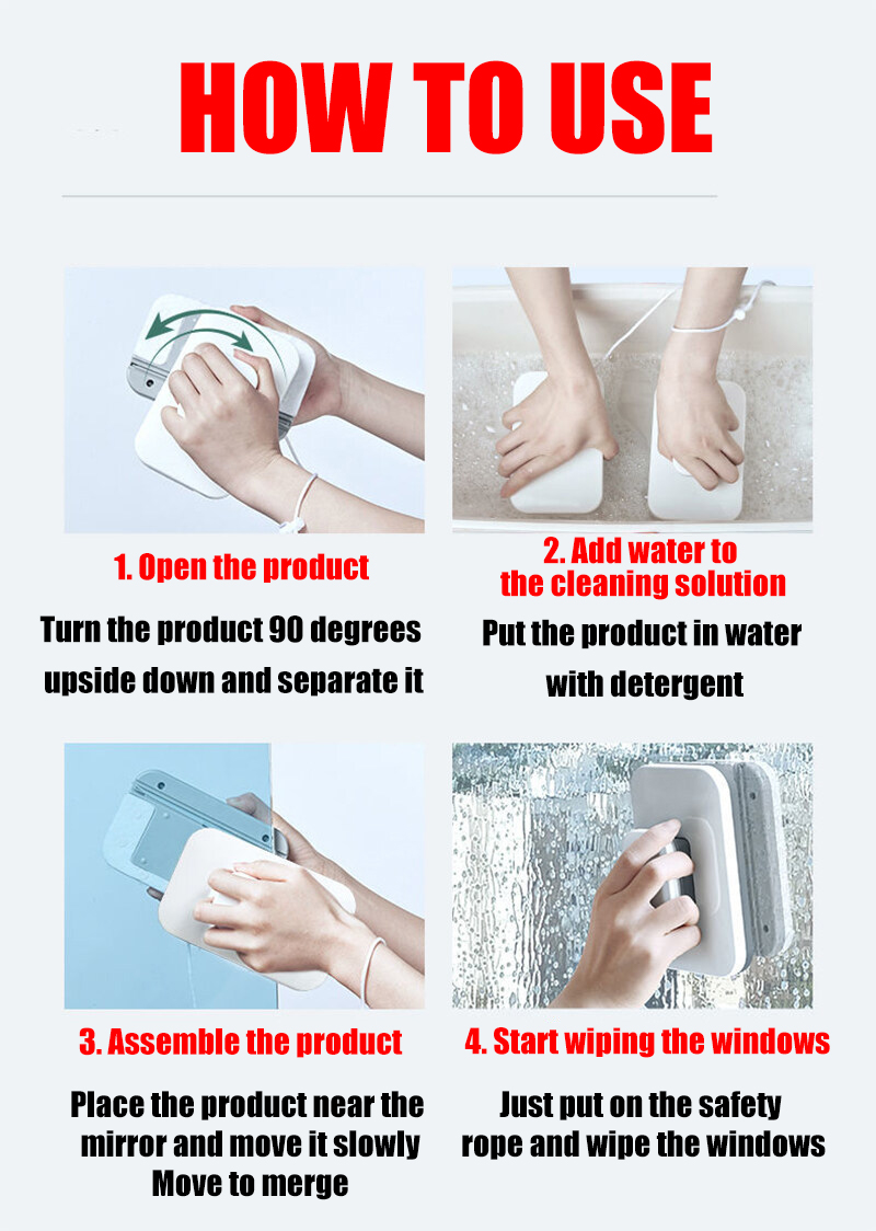 【increased size】Double side Magnetic window glass cleaner Brush for ...