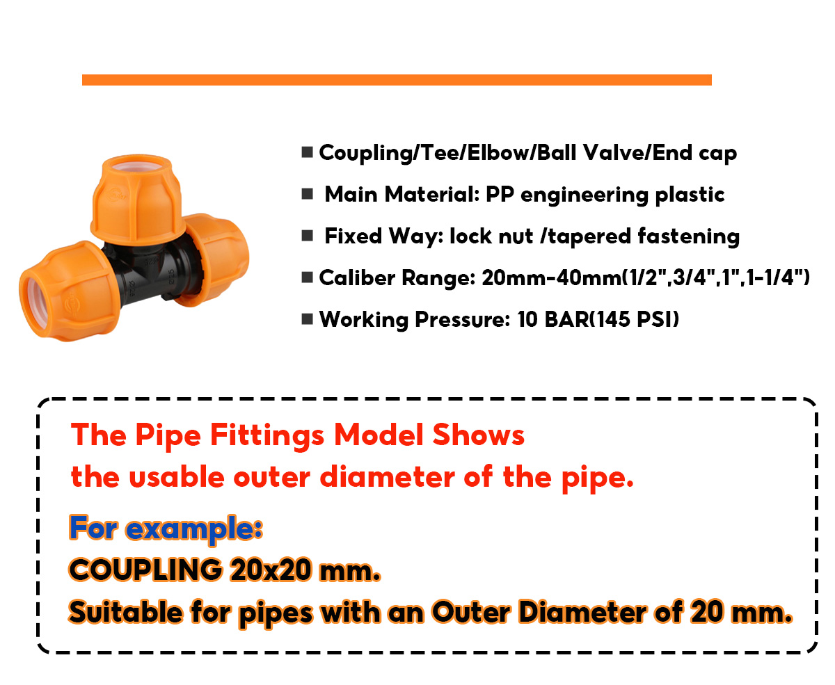 HDPE Fittings 20/25/32mm POLY PIPE FITTINGS Equal Coupler/Tee/Elbow ...