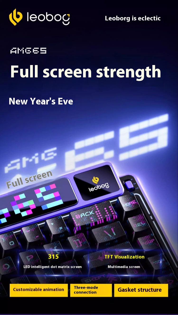 LEOBOG AMG65 Wireless Mechanical Keyboard 65% Hot swappable RGB GASKET Custom Gaming Keyboard ...