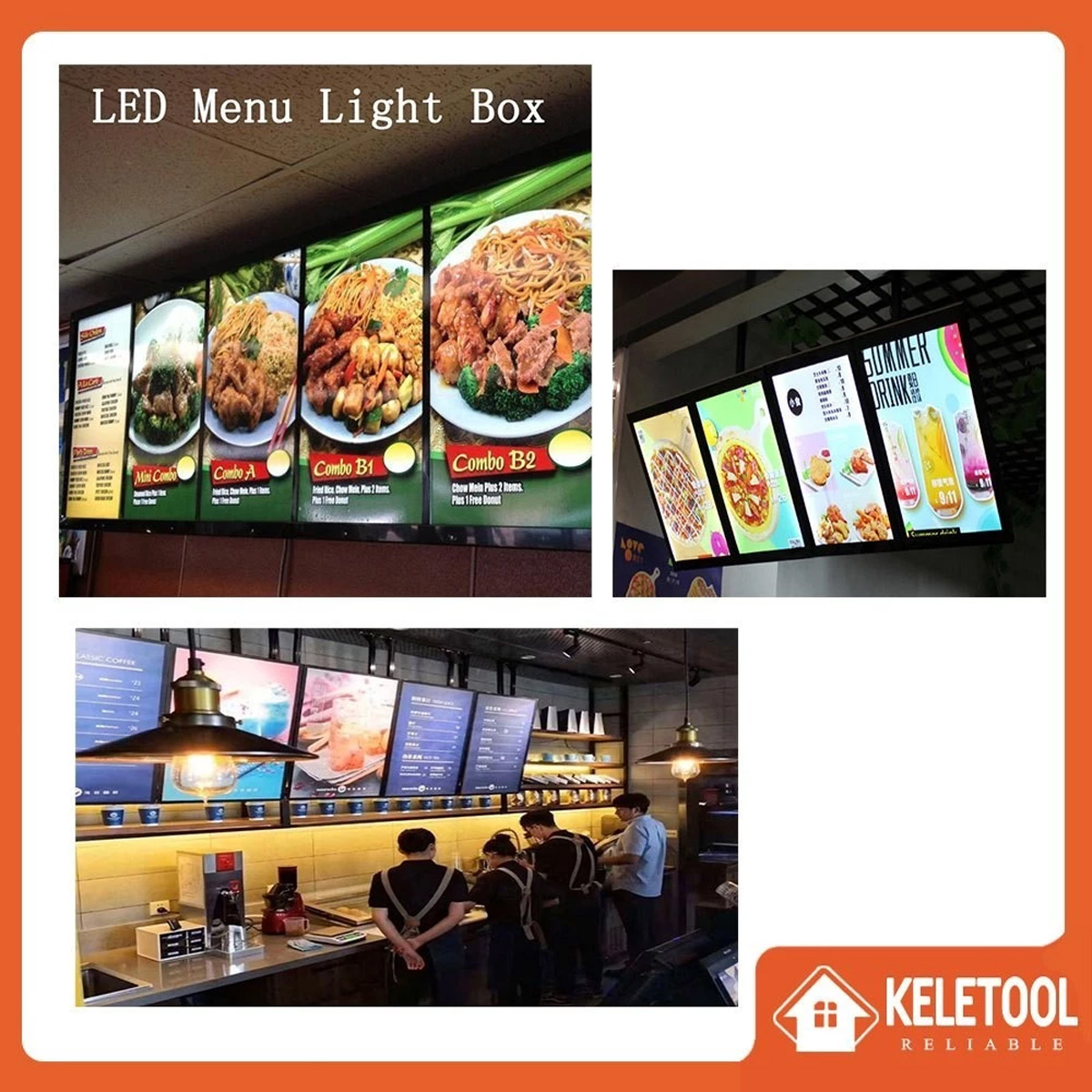 LED Menu Board Backlit Ad Poster Fast Food Restaurant Light Box Sign ...
