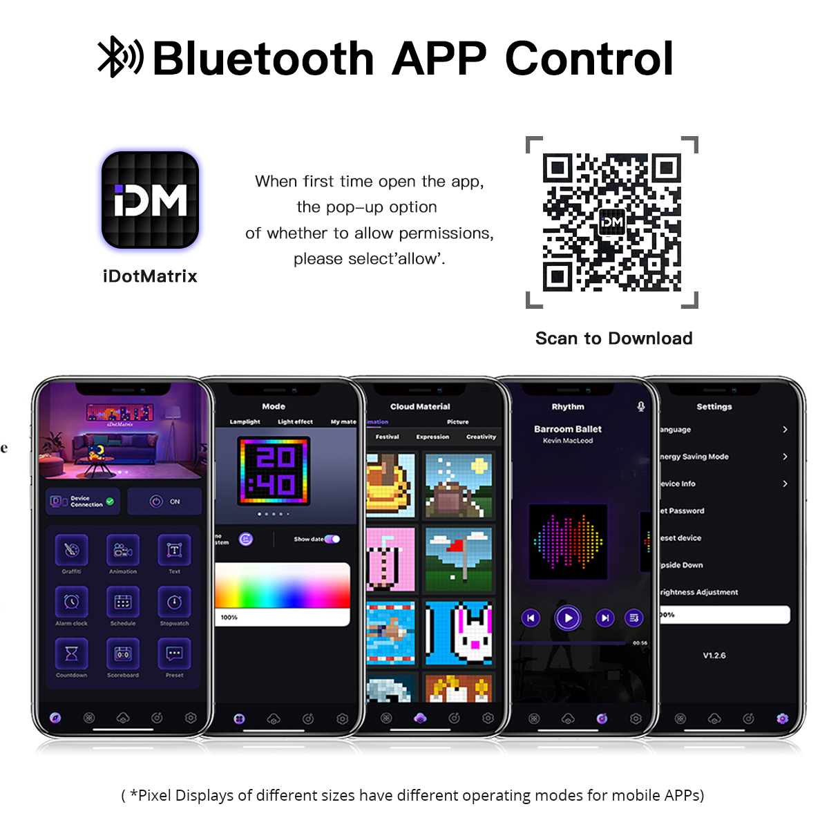 Smart LED Matrix Pixel Display RGB DIY Graffiti Bluetooth App Control Art Display For Gaming ...