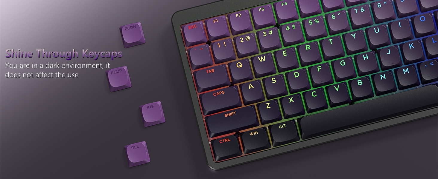 Womier 133 Keys Low Profile PBT Keycaps Shine Through Custom Keyboard ...