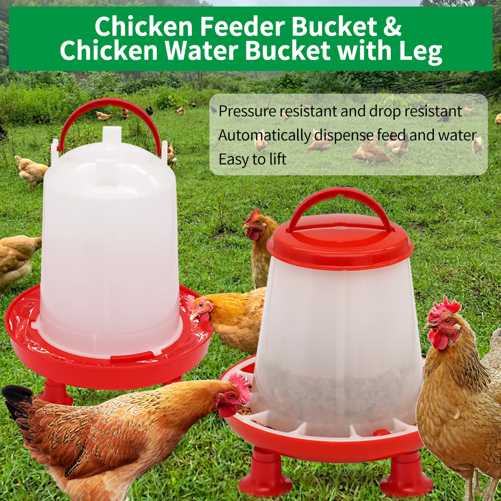 1Pc 1.5kg/3L Automatic Chicken Feeder Bucket Drinker Bucket With Leg ...