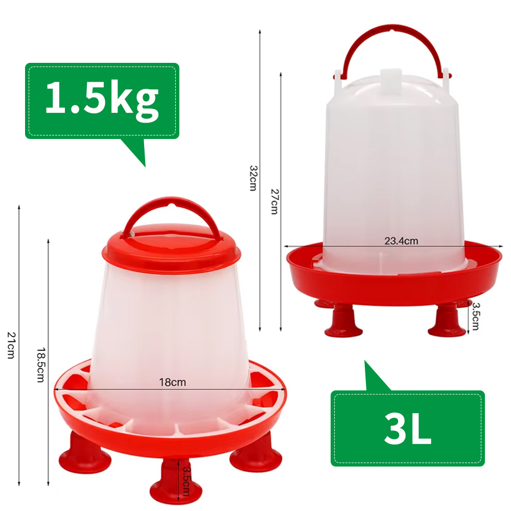 1Pc 1.5kg/3L Automatic Chicken Feeder Bucket Drinker Bucket With Leg ...