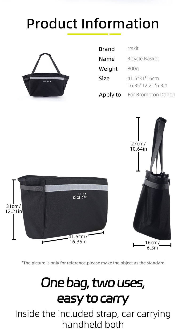 RRSkit Bicycle Front Storage Bag With Bracket Vegetable Basket Bag ...