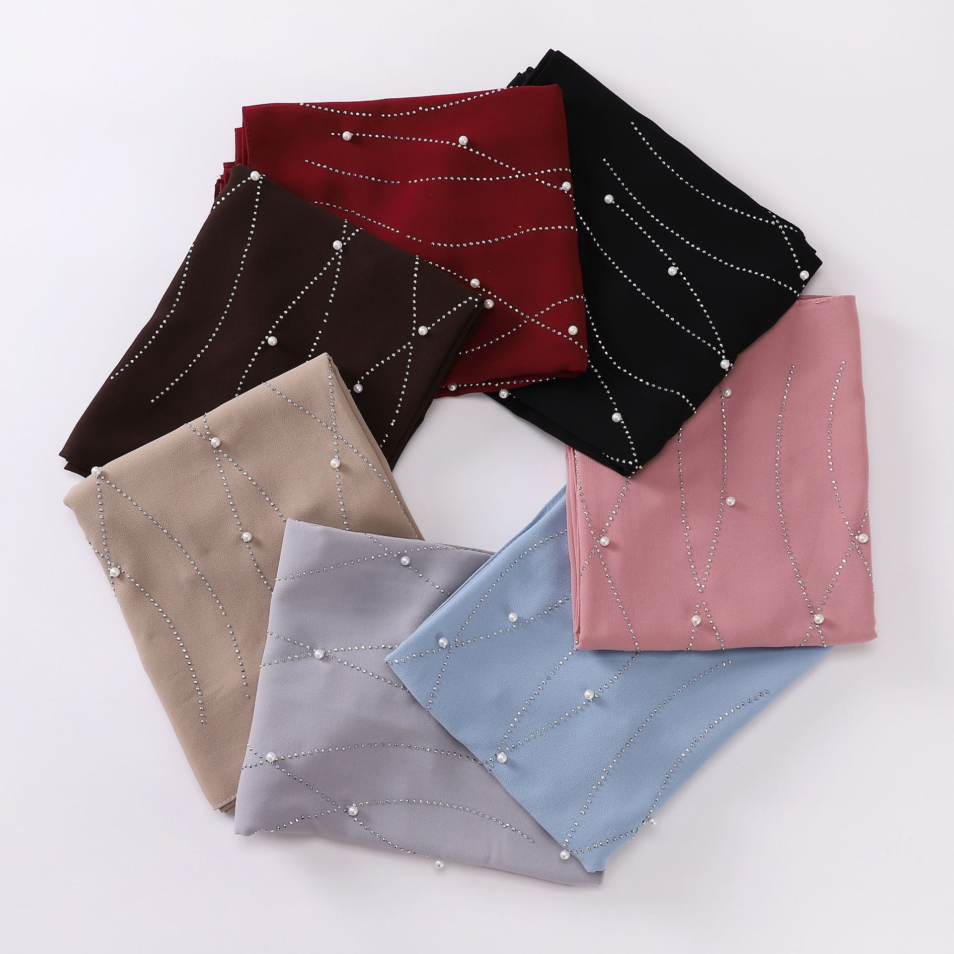 Jifang Shiny Bling Bling Rhinestones White Pearls Beading Plain Bubble ...