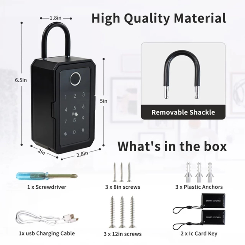 Smart Key Lock Box Tuya Ttlock App Wifi Fechadura Eletronica Waterproof Wall Mount Fingerprint ...