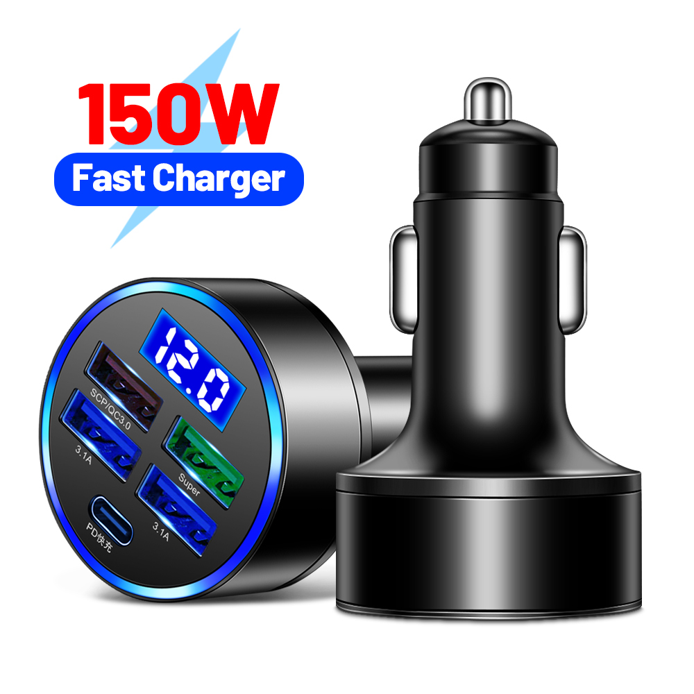 800W 8in1 Car Charger fast Charging Ports 6PD Car Charger Quick Charge ...