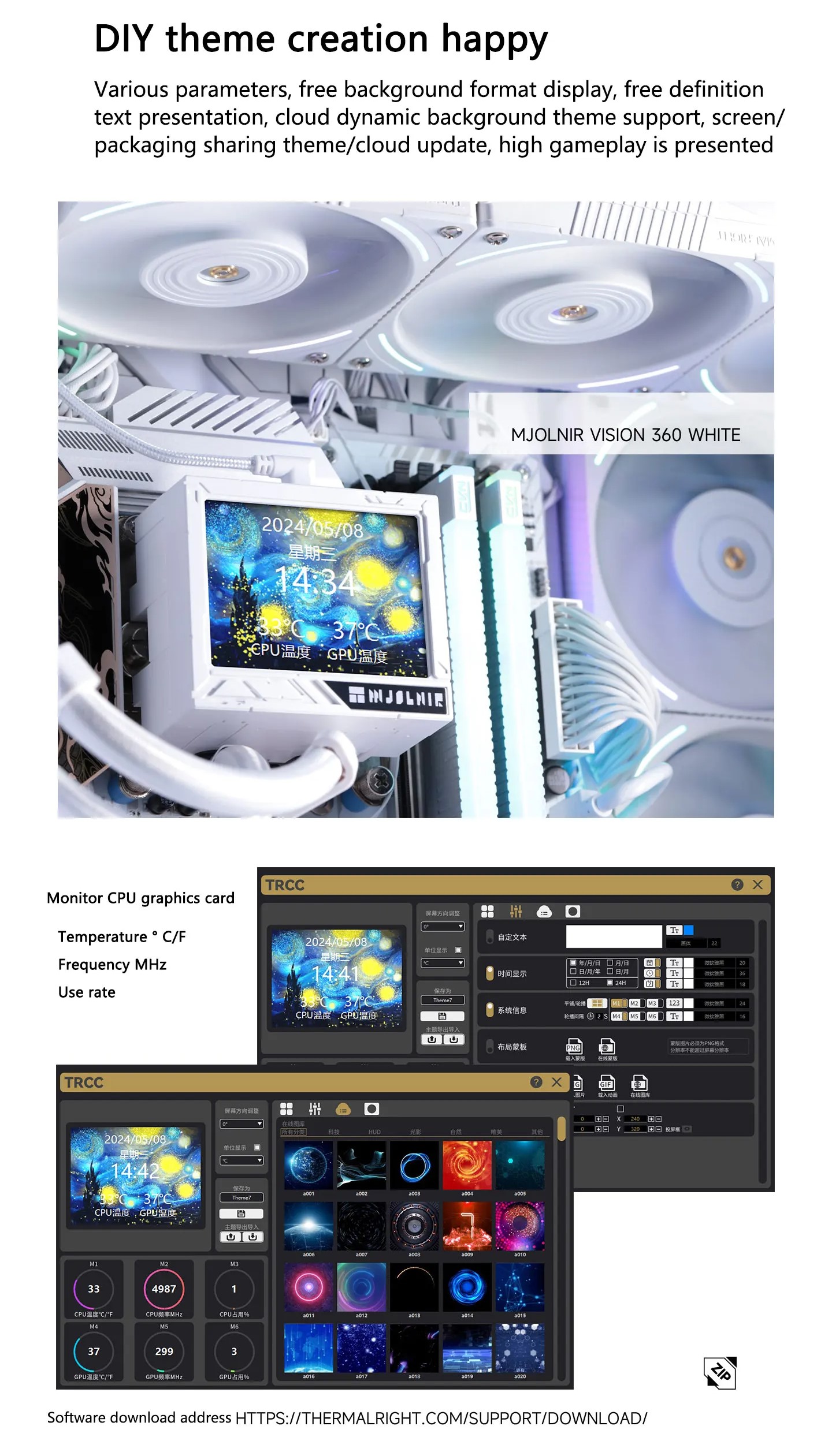 Thermalright MJOLNIR VISION 360 ARGB water cooling radiator 3.5-inch ...