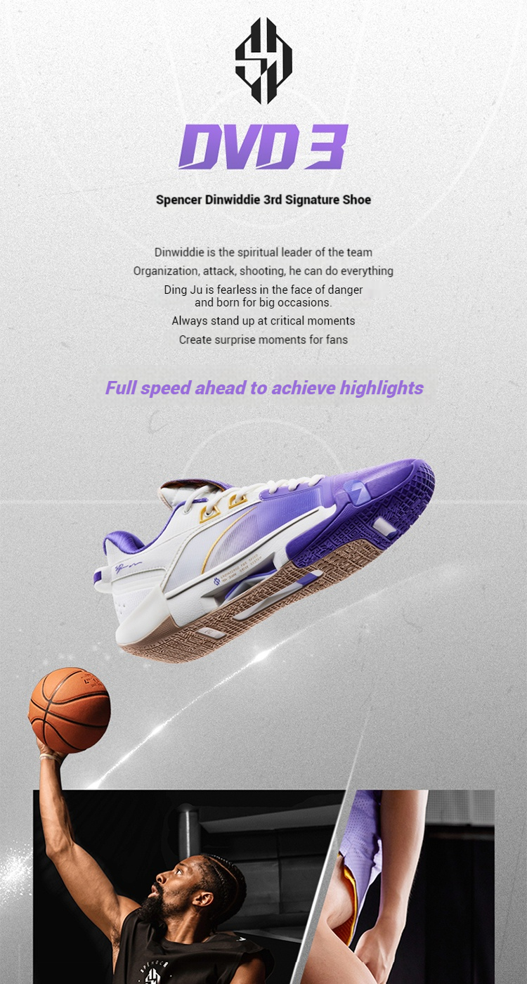 361 Degrees Dinwiddie DVD 3 Men Basketball Shoes Rebound Shock ...