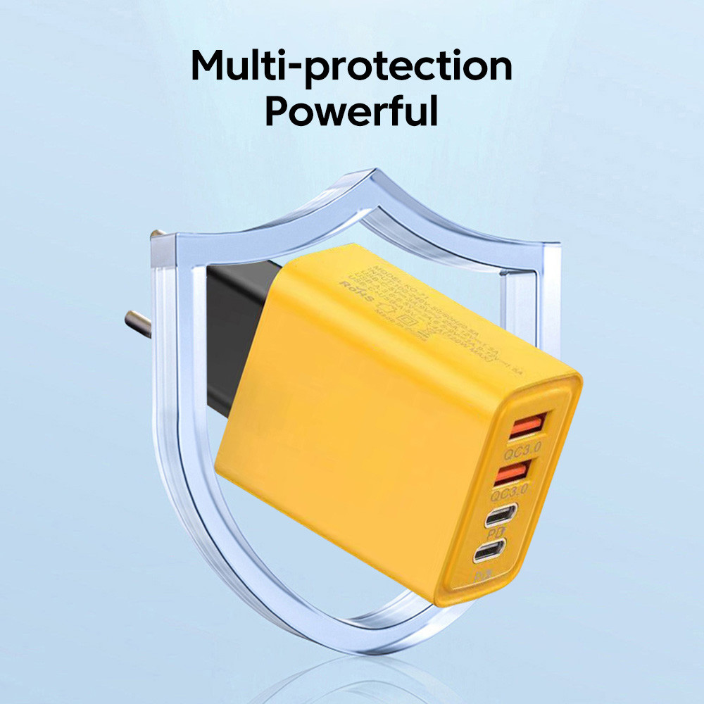 2C+2USB 4 Ports Charger Type C Quick Charge USB Charger Adapter For ...