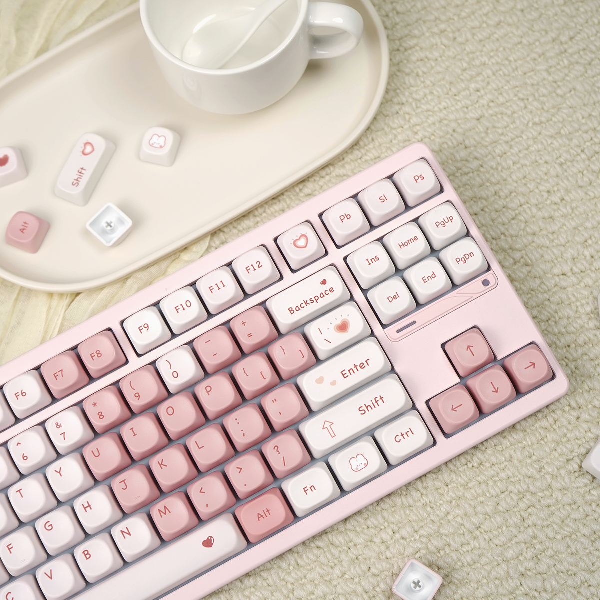Pink Heart keycaps PBT Cherry profile Keycaps for MX Switches ...