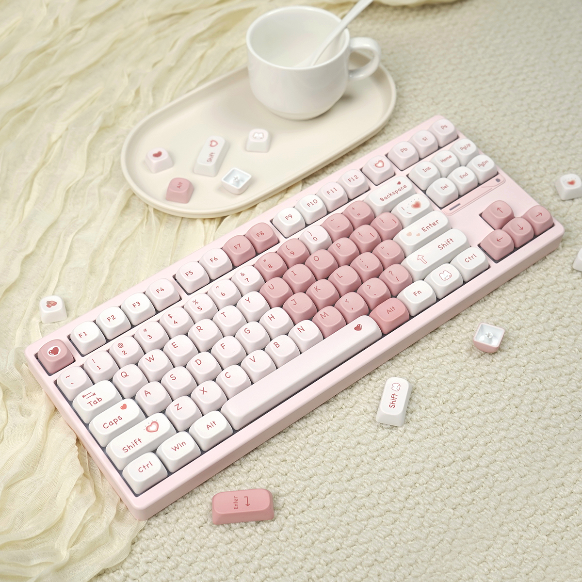 Pink Heart keycaps PBT Cherry profile Keycaps for MX Switches ...
