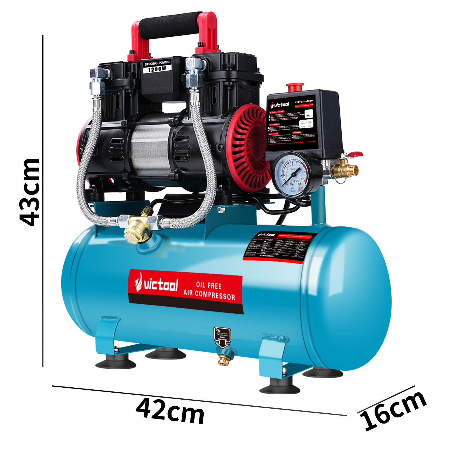 5 Year Warranty Oil-free Air Compressor 1200W Silent Energy Saving ...
