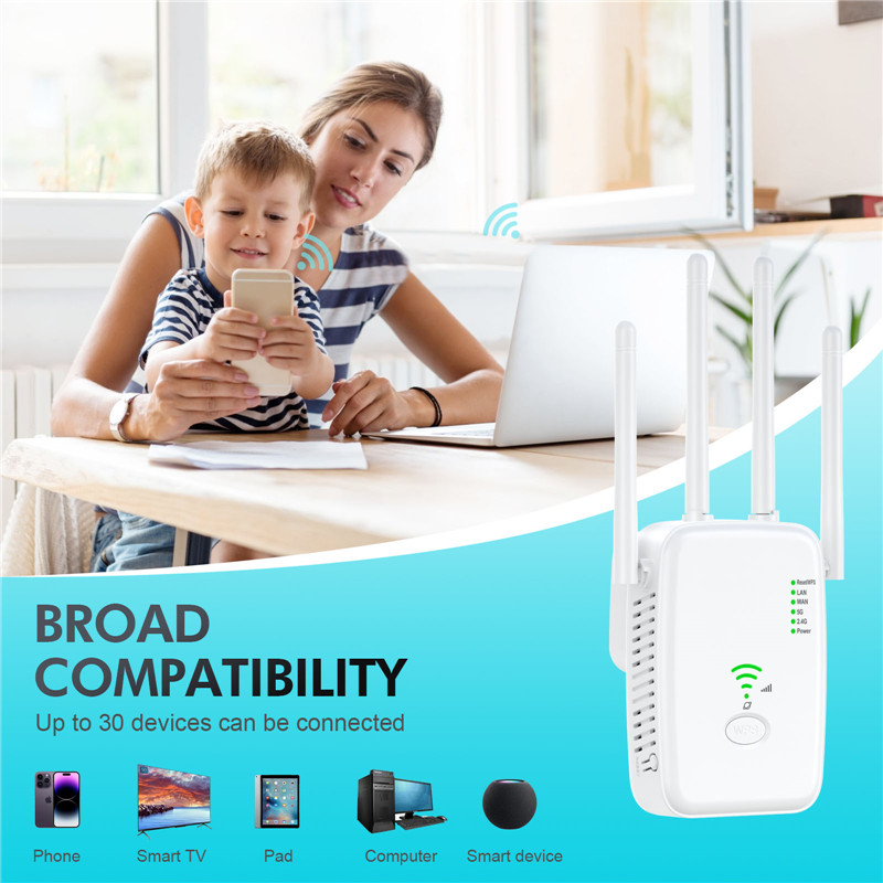 2.4G 1200Mbps Wireless USB WiFi Repeater 4 Antenna Wifi Long Range ...